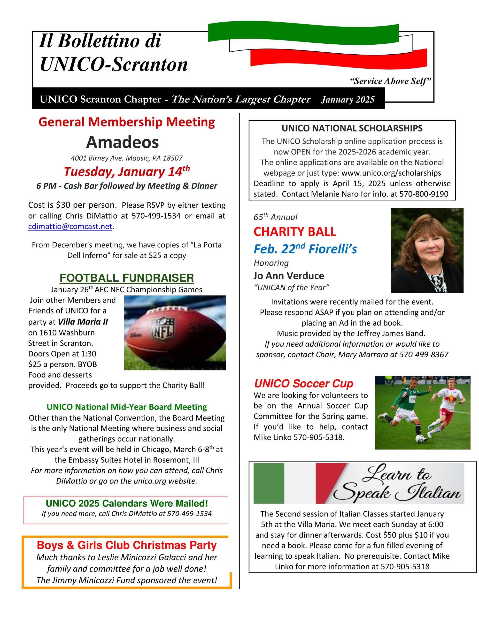 Il Bollettino (Newsletter) – UNICO National Scranton Chapter